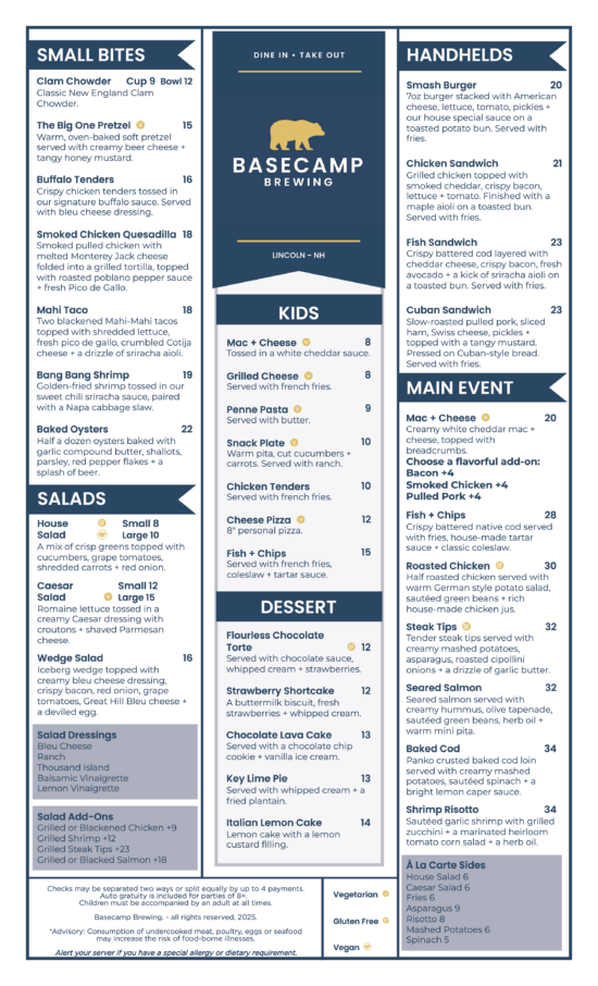 Menus - Basecamp Brewing