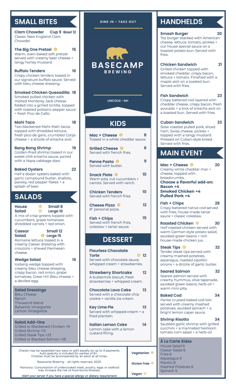 Menus - Basecamp Brewing
