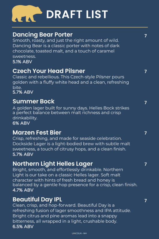 Menus - Basecamp Brewing